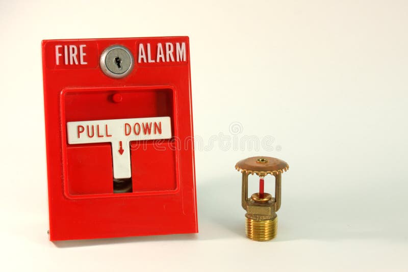 Fire Alarm Pull Station and Sprinkler Stock Photo - Image of path, fire ...