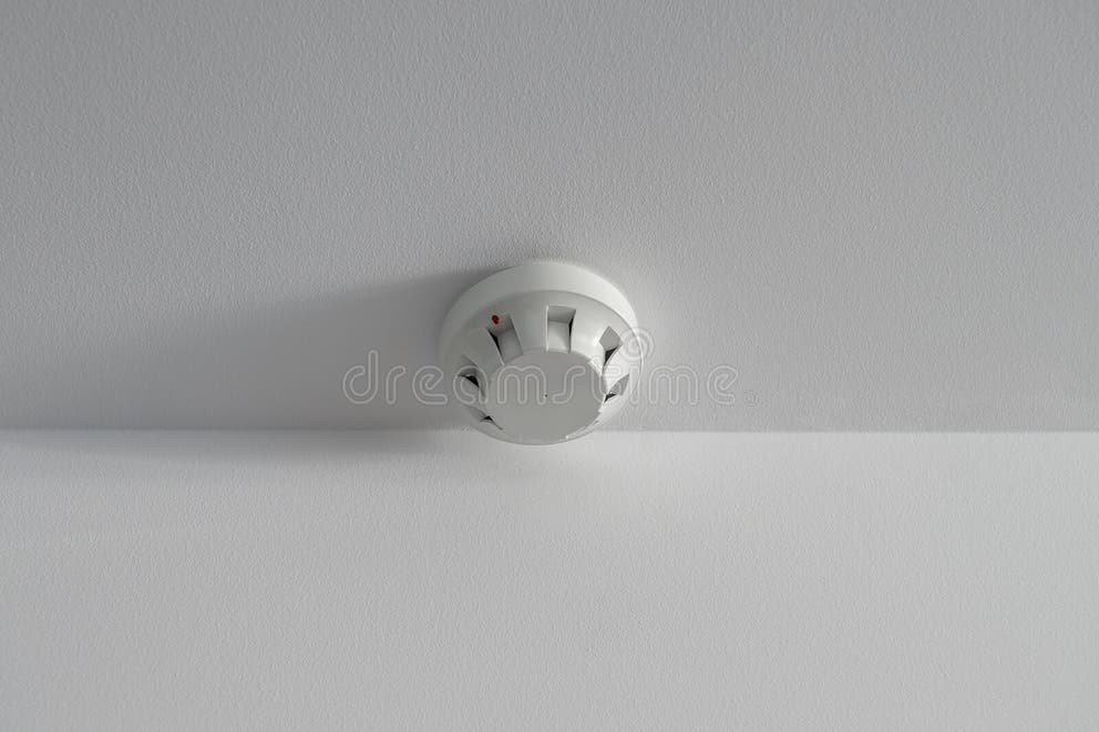 Fire Alarm Sensor on White Ceiling. Safety Engineering Stock Photo ...