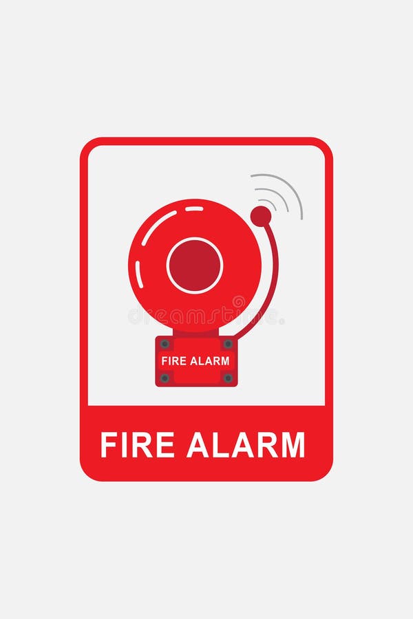 Fire Alarm Sign System Icons Set. Red Ringing Bell Stock Illustration ...