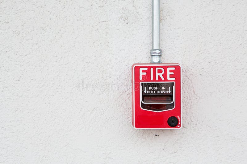 Fire Alarm Switch at White Wall Stock Image - Image of building, button ...