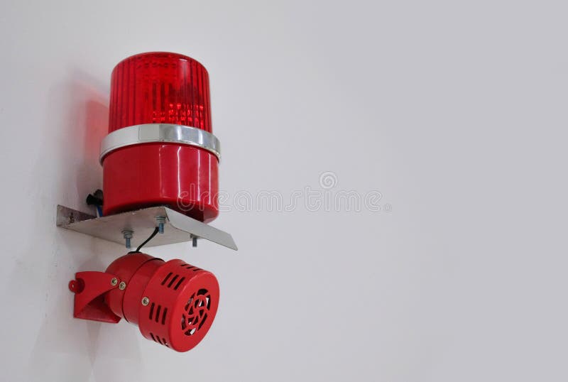 Fire Alarm System on Cement Wall Stock Photo - Image of glass ...