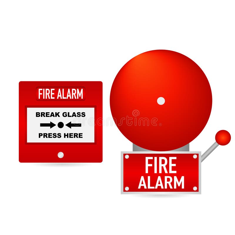 Set of Fire Alarm System. the Red Bell is Ringing. Vector Illustration ...