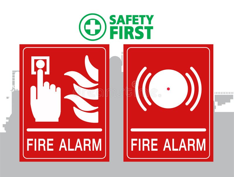 Fire Alarm System, Safety First , Emergency Icons Stock Vector ...