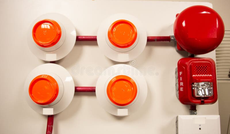 Fire alarm system sensors stock photo. Image of power - 261338534