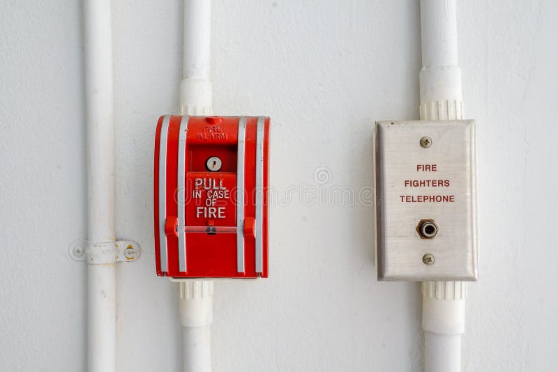 Fire Alarm And Fire Fighter Telephone On The Wall Stock Photo - Image ...