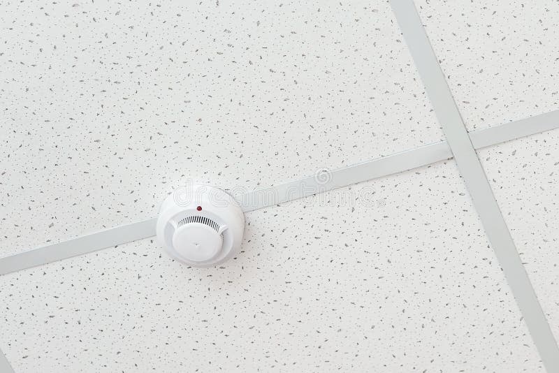 Fire Alarm on a White Ceiling Stock Photo - Image of protect, monoxide ...