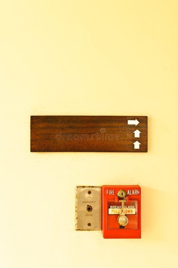 Fire alarm and wood board stock photo. Image of black - 16560418
