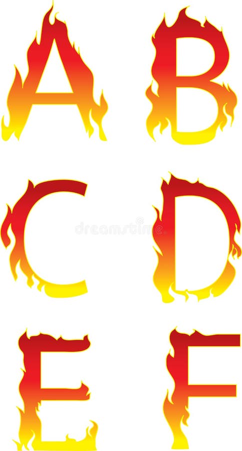 Fire alphabet abcdef stock vector. Illustration of isolated - 8476858