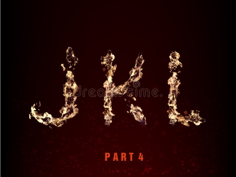 Fire Alphabet. Letters G H I of Flame on a Dark Stock Vector ...