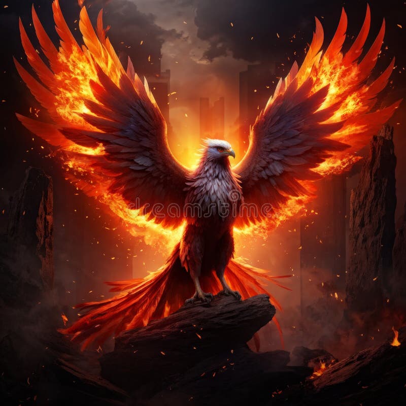 Fire Angel Wings with Flame Stock Illustration - Illustration of evil ...