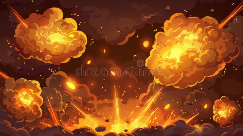 A Fire Animation with Smoke Clouds, Comic Burst, Bomb Explosion, Magic ...