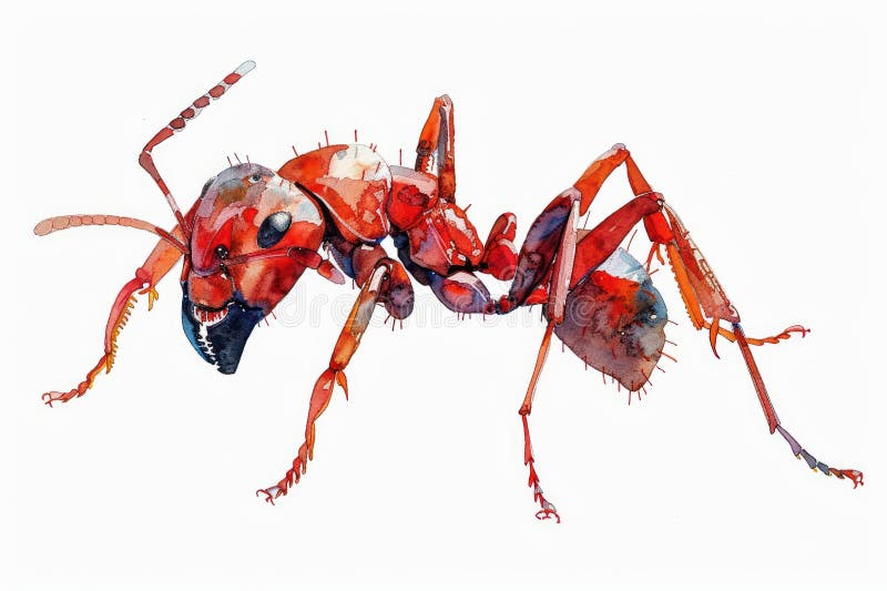 Fire Ant, Pastel-colored, in Hand-drawn Style, Watercolor, Isolated on ...