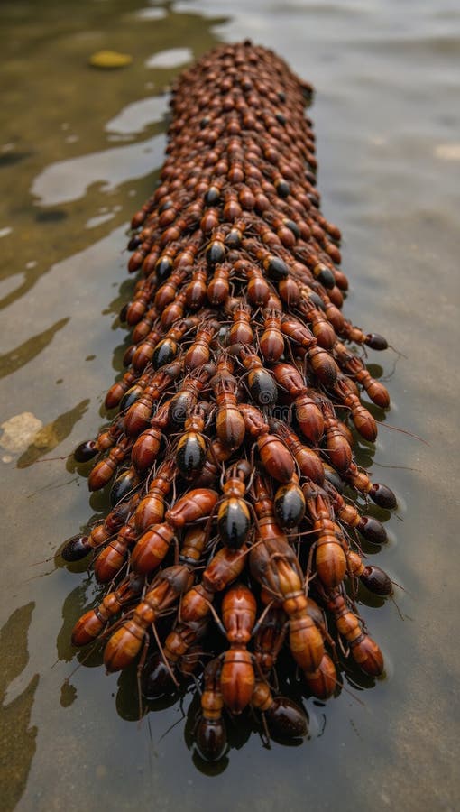 Fire Ants Construct a Floating Raft Amidst Floodwaters Linked Together ...