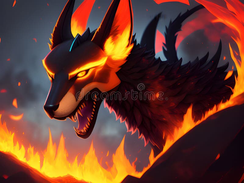 Fire Anubis in the Field , Illustration , Ai Generated Stock ...