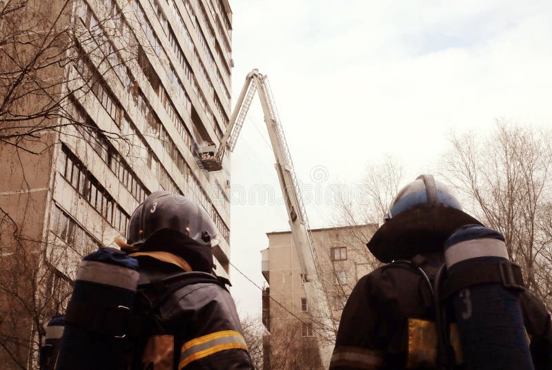 Fire Apartment Building. Black Smoke Stock Image - Image of house ...