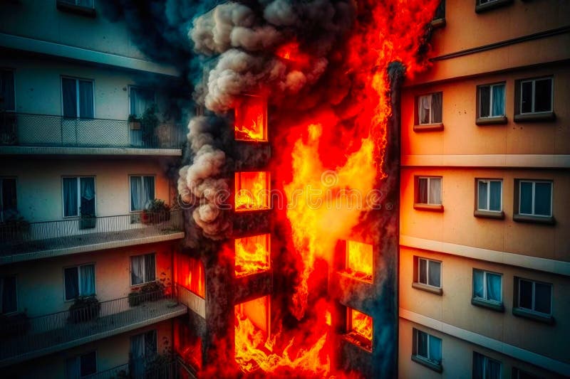 Fire in an Apartment Building Created with Generative AI Technology ...