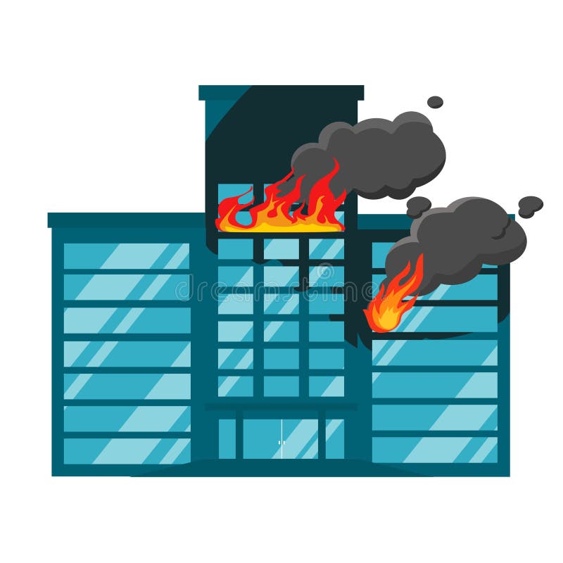Fire area of a building stock vector. Illustration of extinguishers ...