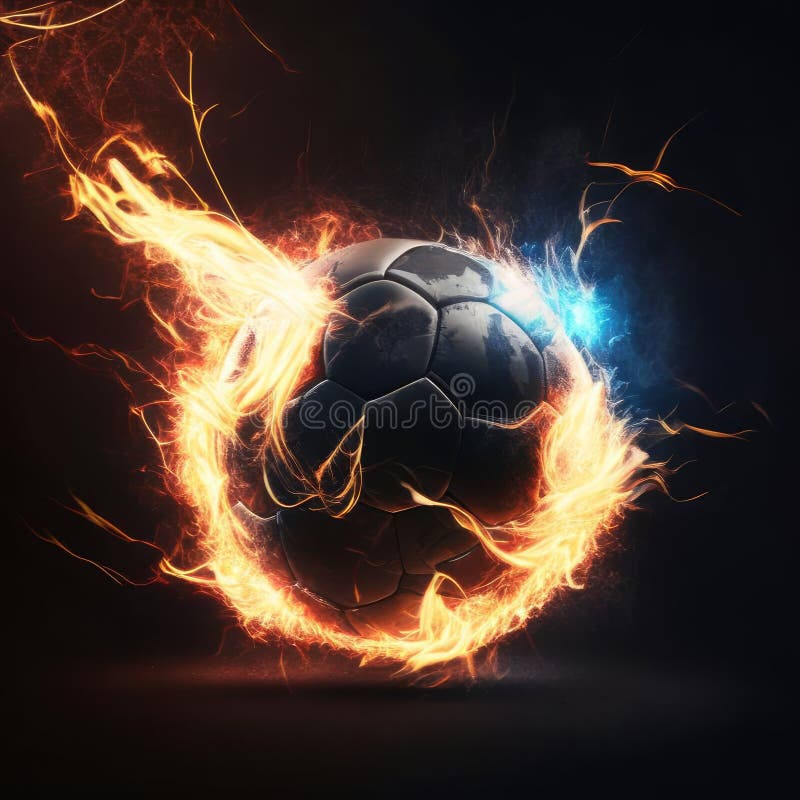 Fire Around the Playing Ball Stock Illustration - Illustration of fire ...