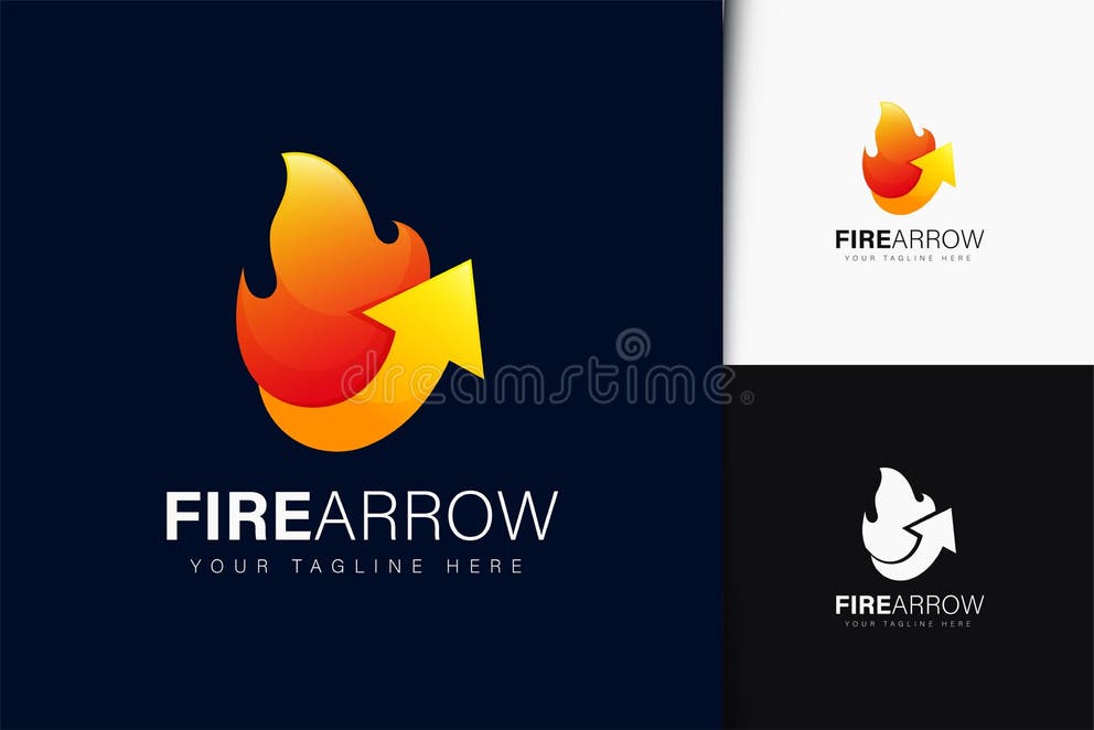 Fire Arrow Logo Design with Gradient Stock Vector - Illustration of ...