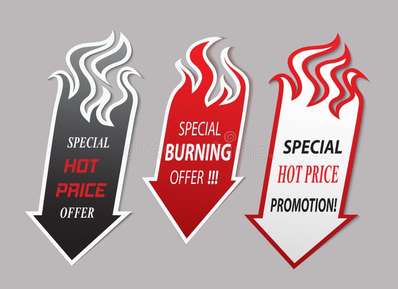 Fire arrows offer icons stock vector. Illustration of price - 30664736