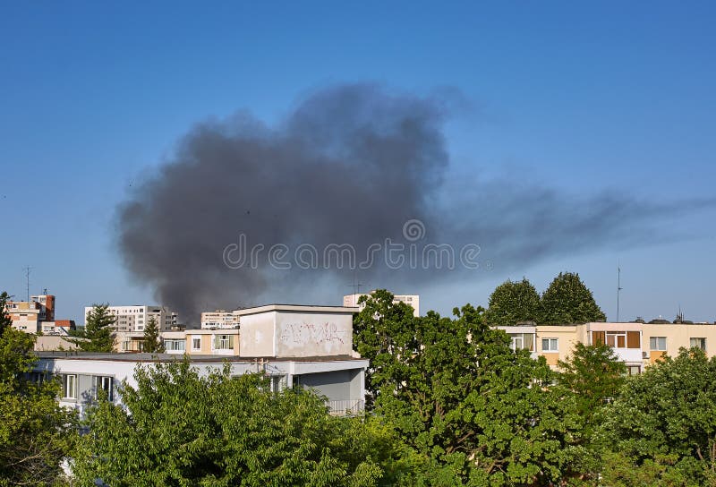 Fire from an arson stock photo. Image of apartments - 153446606