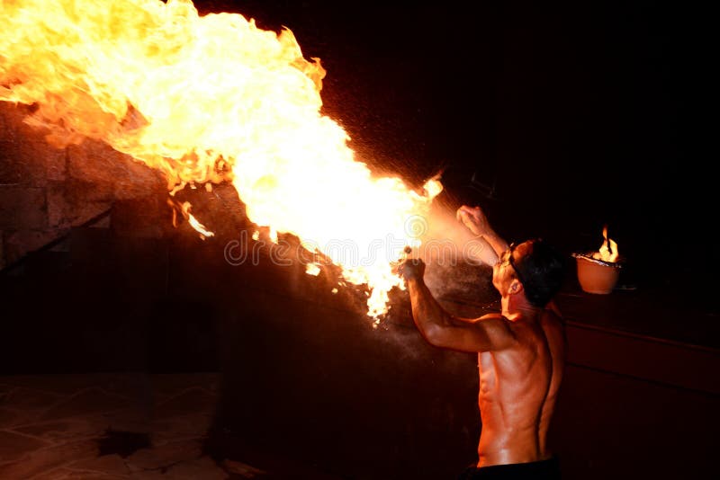 Fire Breathing Circus Flame Show Stock Image - Image of activity ...