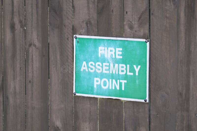 Fire Muster Assembly Point Sign at Workplace Car Park Fence Stock Image ...