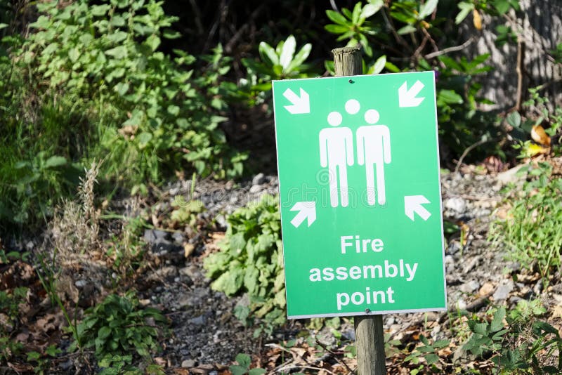 Fire Muster Assembly Point Sign at Workplace Car Park Fence Stock Image ...