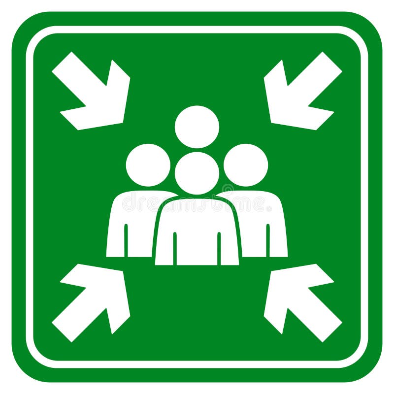 Fire Assembly Point Vector on Green and White for Emergency Stock ...