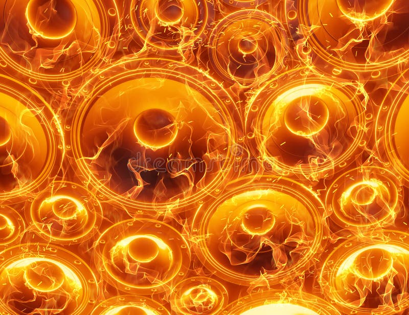 Fire Audio Speakers Backgound 3D Render Stock Illustration ...