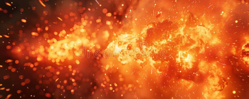 A Fire Background with an Explosion, Flames Bursting Outward and ...
