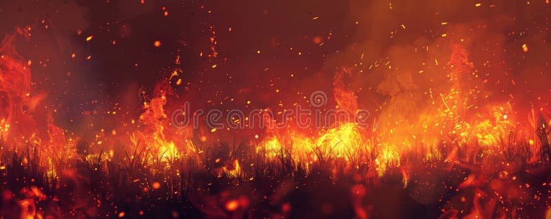 A Fire Background Featuring a Field of Flames, with Fire Spreading ...