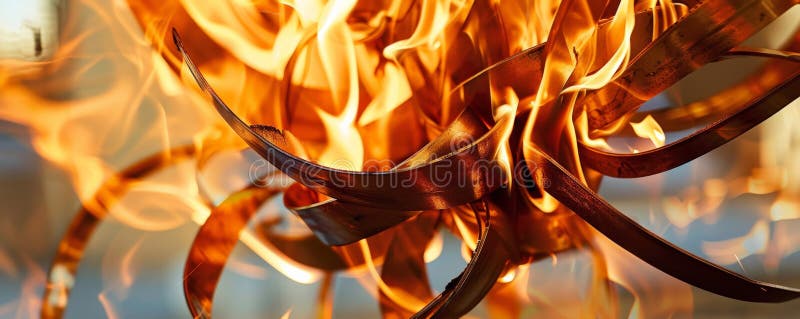 A Fire Background Featuring Flames Dancing Around a Metal Sculpture ...