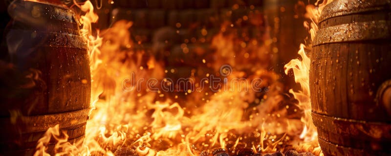 A Fire Background with Flames Rising from a Barrel, Creating a Dramatic ...