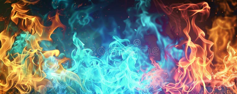 A Fire Background with Flames of Various Colors, Including Blue and ...
