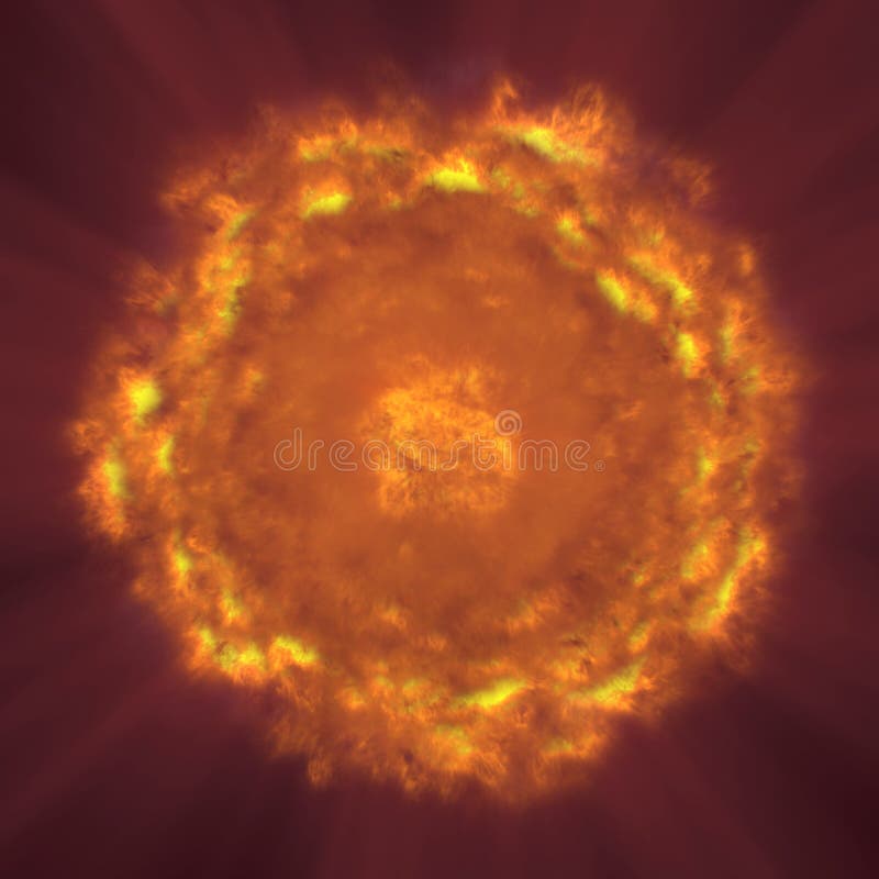 Fire Ball Explosion in Space Stock Illustration - Illustration of field ...