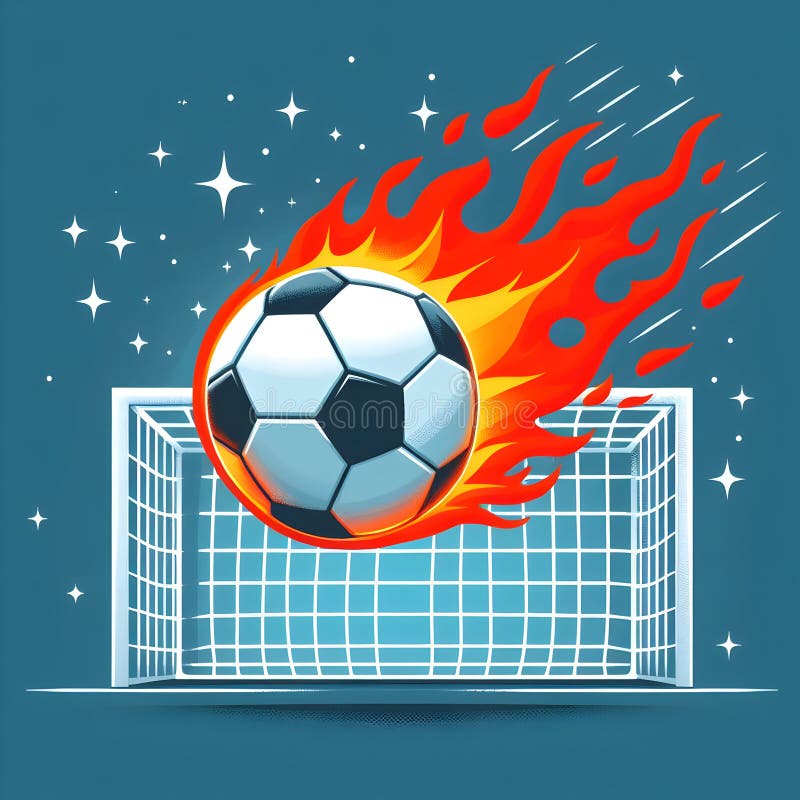 Fire Ball Fly To the Goal Soccer Stock Illustration - Illustration of ...