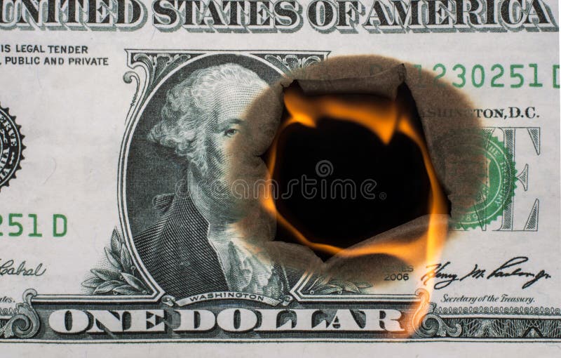 Fire on banknotes stock photo. Image of credit, spend - 64480488