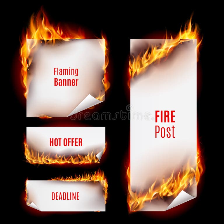 Fire banners stock vector. Illustration of offer, fiery - 61022425