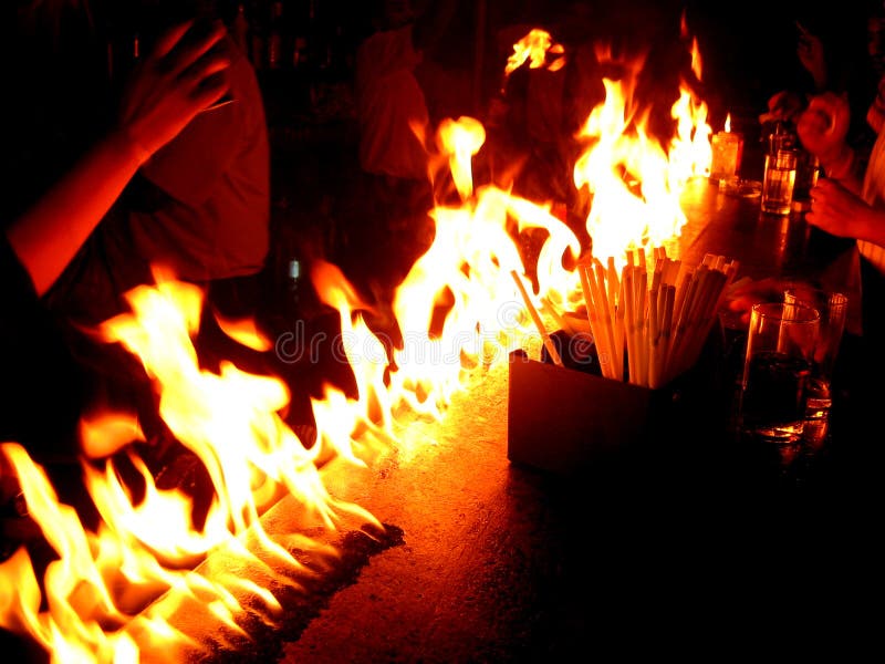 Fire in the bar stock image. Image of colourful, bartender - 1683673