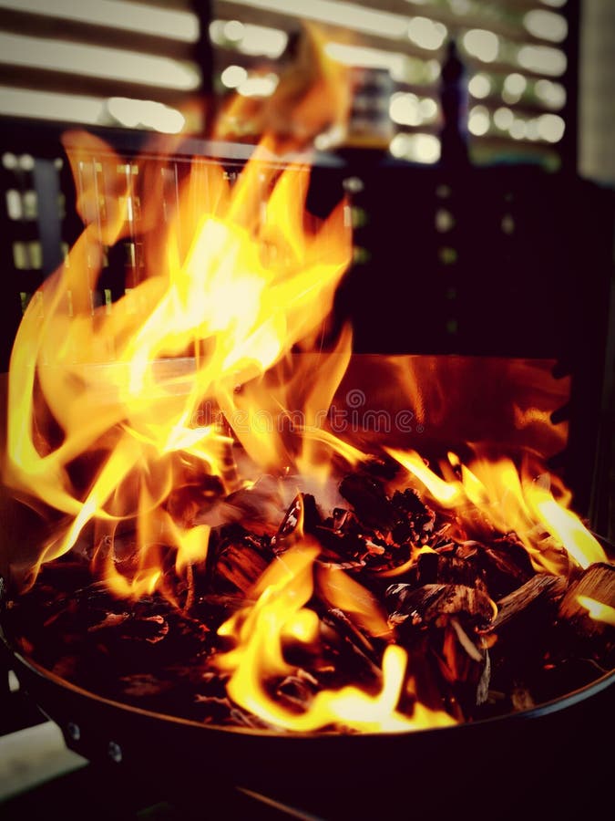 Fire barbecue at night stock photo. Image of flames, barbecue - 93951556