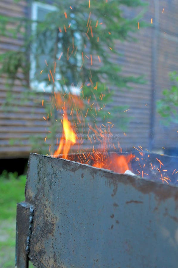 Fire on the barbeque stock image. Image of grill, grilled - 42176393