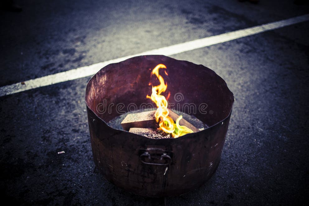 Fire in the barrel stock photo. Image of orange, homeless - 70098140