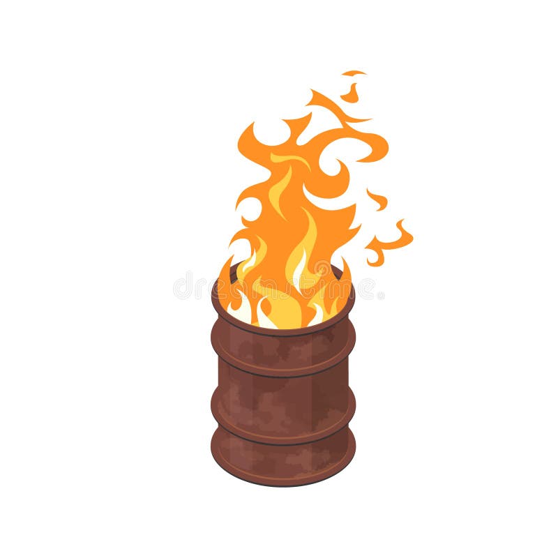 Fire in a Barrel in Isometric View, Vector Stock Illustration ...
