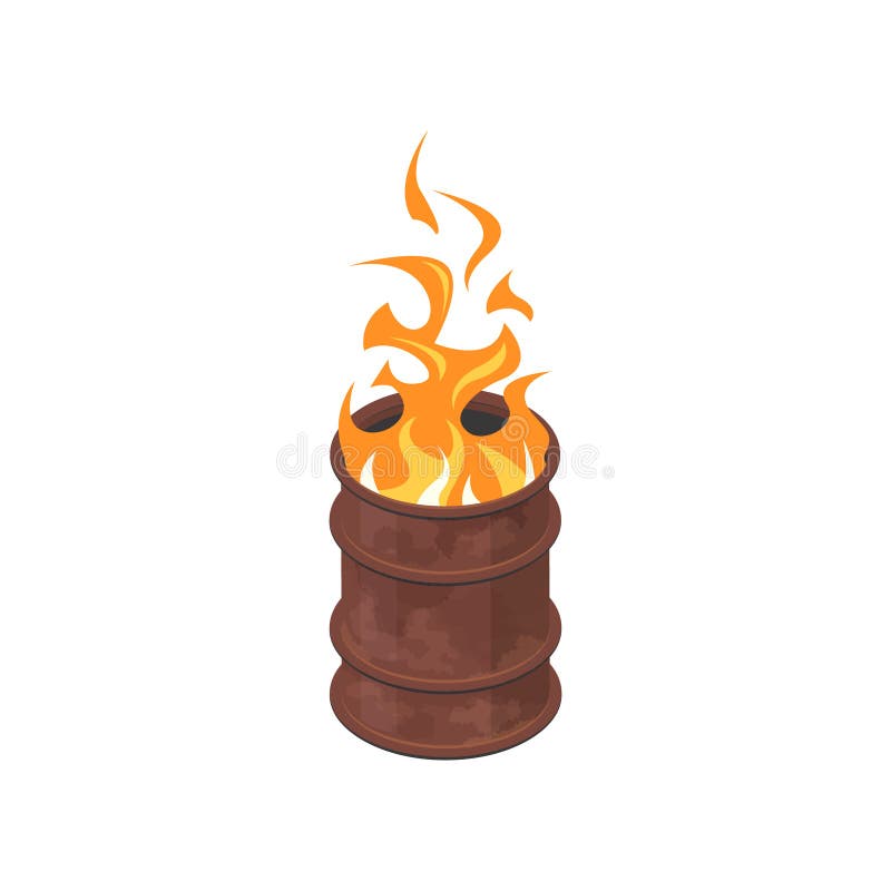 Fire in a Barrel in Isometric View, Vector Stock Illustration ...