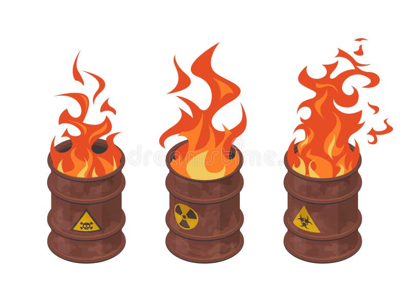 Fire in a Barrels in Isometric View, Vector Stock Illustration ...