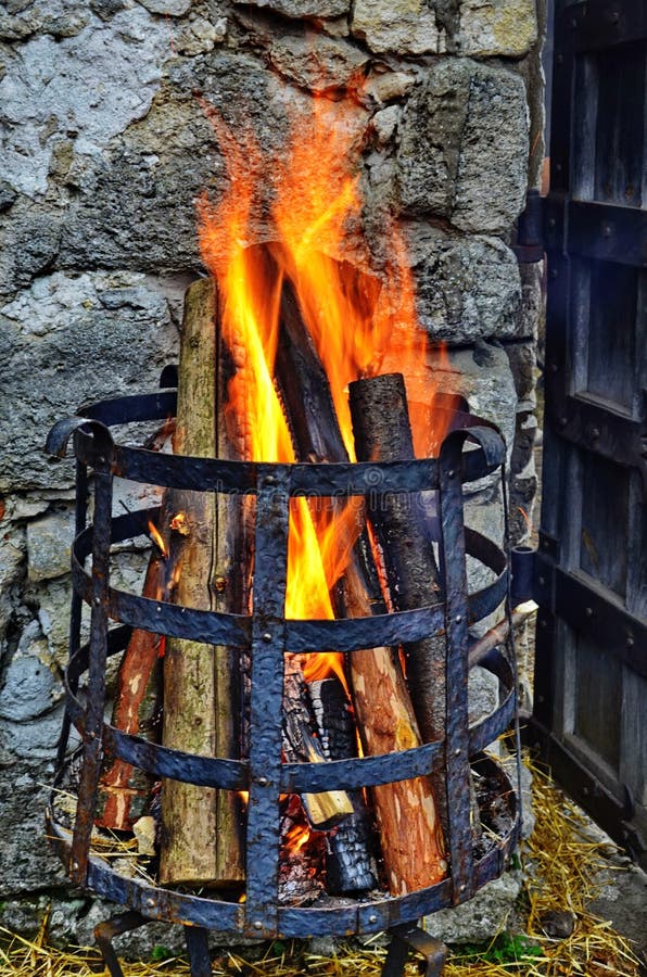 Fire in a fire basket stock photo. Image of blaze, arts - 162580984