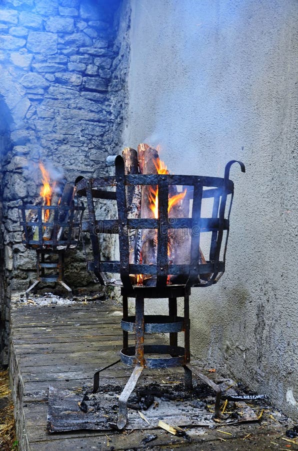 Fire in a fire basket stock photo. Image of energy, metal - 162581302