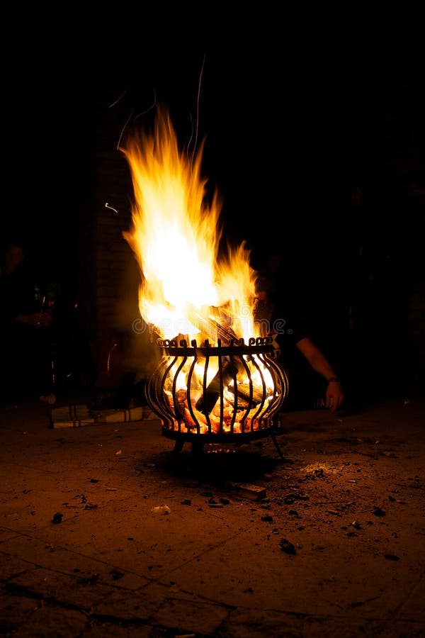 Fire in a basket stock photo. Image of dark, fire, celebration - 32014244