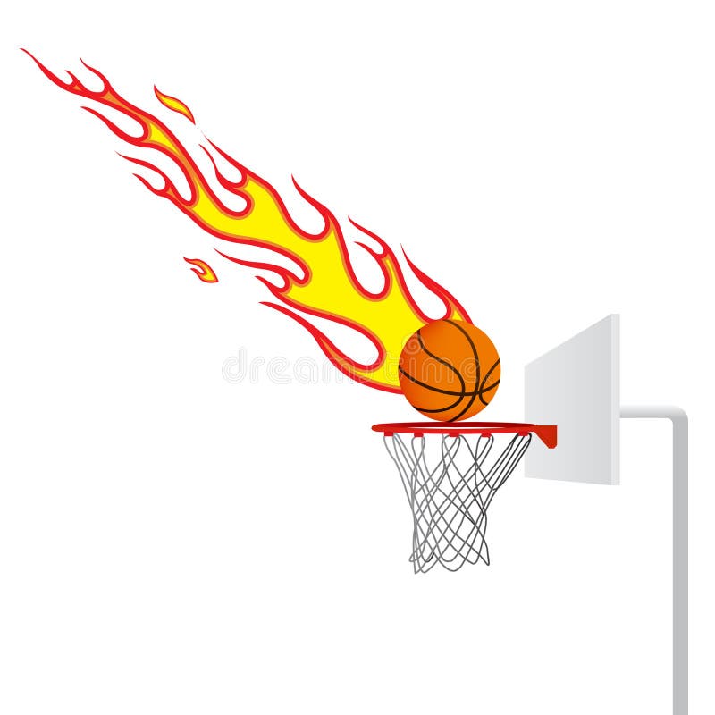Flying basketball on fire stock illustration. Illustration of ...